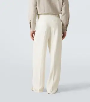 Zegna Wool And Linen Wide-leg Trousers
