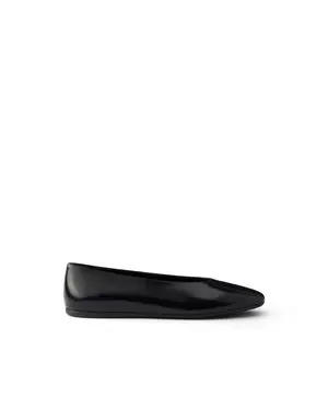 Prada Brushed Leather Ballerinas - Black