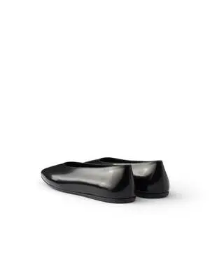 Prada Brushed Leather Ballerinas - Black