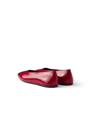 Prada Brushed Leather Ballerinas - Red
