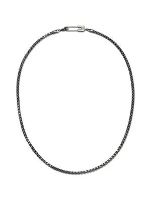 YOJ Safety-pin Box-chain Necklace - Black