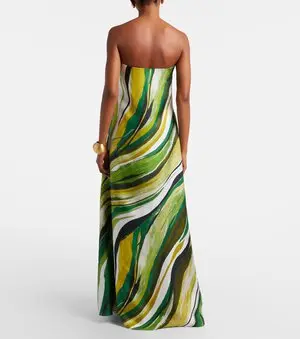 Christopher Esber Strapless Printed Silk Gown