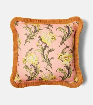 La DoubleJ Nymph Bloom Floral Fringed Cushion