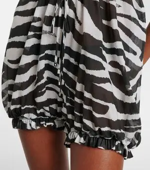 Attico Zebra Print Cotton Muslin Romper - White
