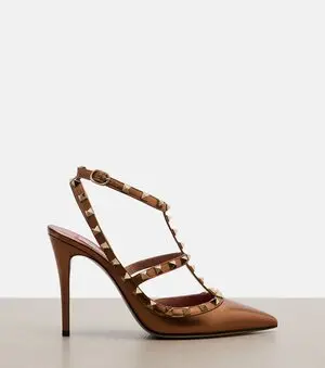 Valentino Garavani Rockstud Metallic Leather Pumps - Gold