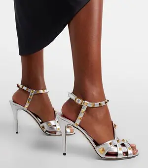 Valentino Garavani Rockstud Metallic Leather Sandals