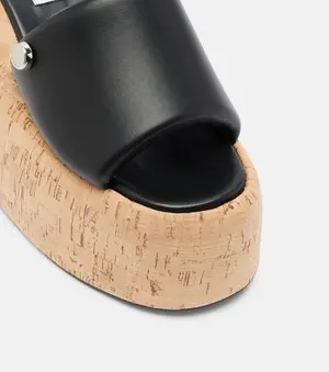Attico Mochi Leather Platform Slides - Black