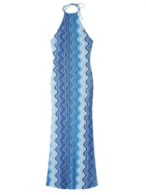 MC2 SAINT BARTH Tony Dress Printed Halterneck Maxi - Blue