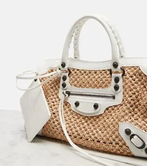 Balenciaga Le City Small Raffia Shoulder Bag