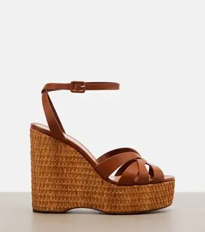 AQUAZZURA Copacabana Leather Wedge Sandals