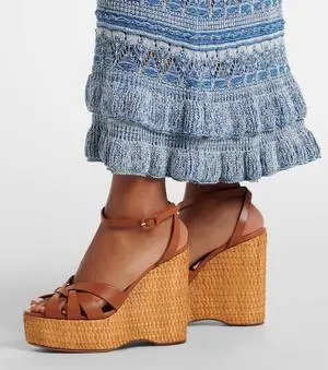 AQUAZZURA Copacabana Leather Wedge Sandals