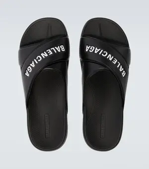 Balenciaga Sporty Pool Slides - Black