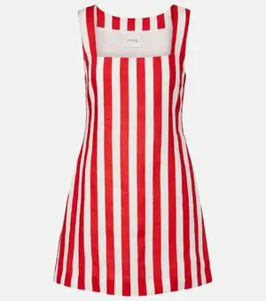 Posse Alice Striped Linen Mini Dress - Red