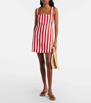 Posse Alice Striped Linen Mini Dress - Red
