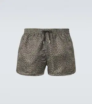 CDLP Leopard-print Swim Trunks - Grey