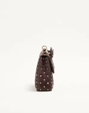 Valentino Garavani Rockstud Spike Medium Suede Bag - Ebony