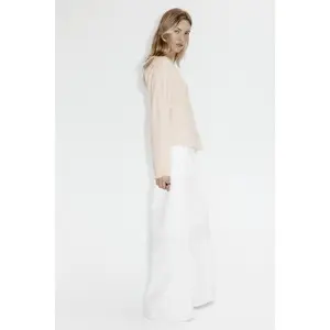 H&M Slim Fit V-neck Fine Knit Top - Beige