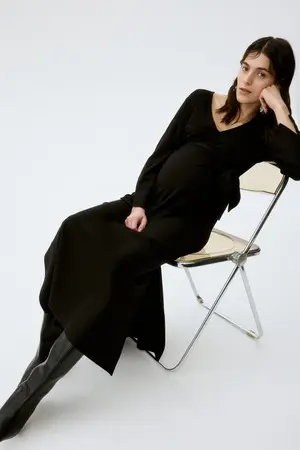 H&m Mama Tie-belt Jersey Midi Dress