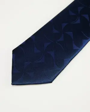 KNOTTERY & CO Pinwheel Silk Jacquard Tie - Navy