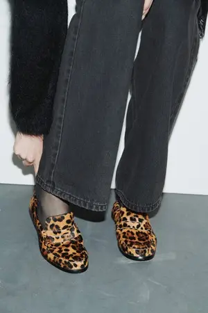 H&m Leopard Print Leather Loafers