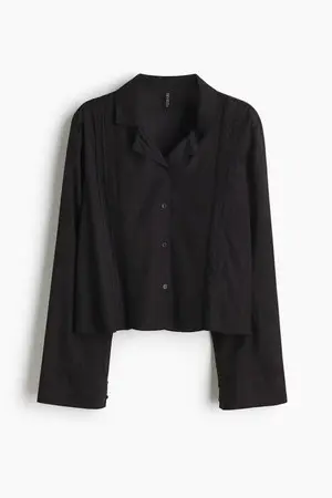 H&m Pintucked Pyjama Shirt With Lace Trim