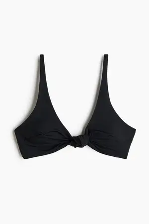 H&m Padded Bikini Top With Knotted Detail And Adjustable Straps