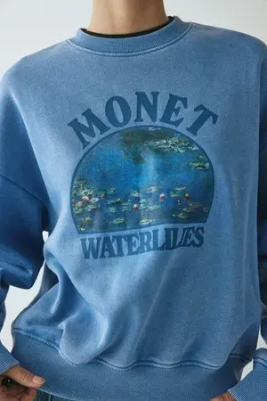 H&m Oversized Printed Sweatshirt - Blue/monet