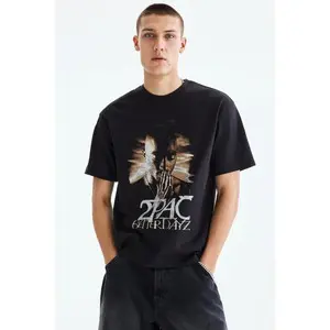 H&M Loose Fit T-shirt - Black/2pac