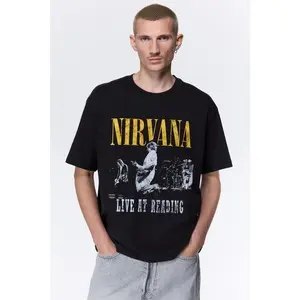 H&m Loose Fit T-shirt - Black/nirvana