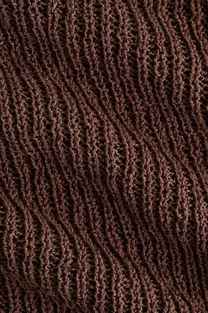 H&M Rib Knit Boat Neck Jumper With Drop Shoulder - Dark Brown