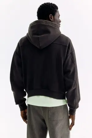 H&m Oversized Fit Printed Zip-through Hoodie - Black/original
