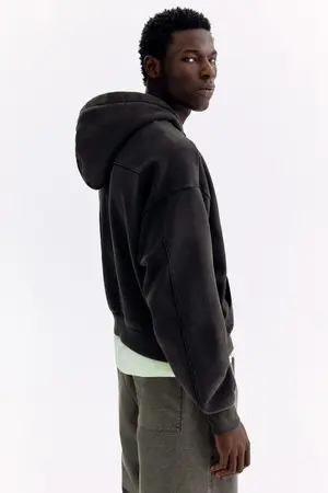 H&m Oversized Fit Printed Zip-through Hoodie - Black/original