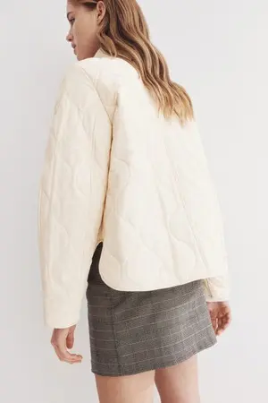H&m Oversized Quilted Jacket With Stand Collar