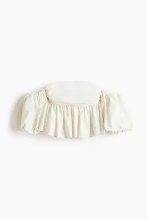 H&m Off-the-shoulder Balloon Sleeve Top