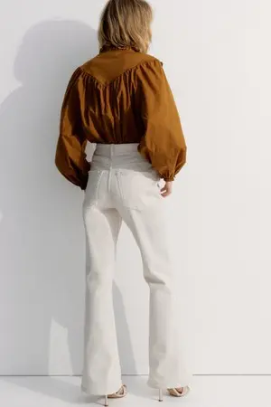 H&m Flared High-rise Denim Jeans - White