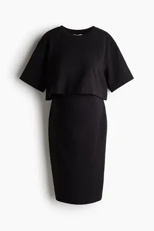 H&m Mama 2-piece Cotton Jersey Top And Skirt Set - Black