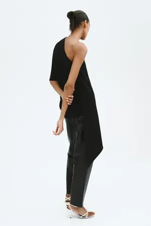 H&m One-shoulder Cape Top In Twill