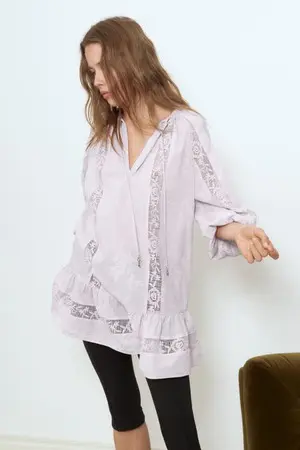 H&m Lace-inset Tunic Dress - Lilac