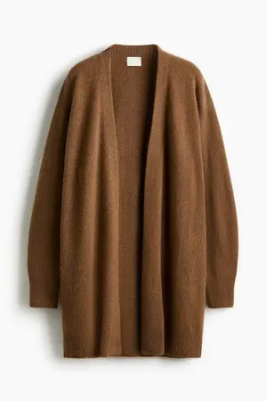 H&m Long Cardigan In Fine Knit Wool Blend