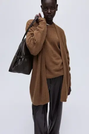 H&m Long Cardigan In Fine Knit Wool Blend
