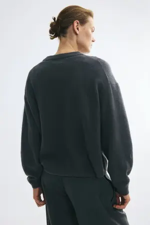 H&M Ribbed Knit Sweater With Wool Content - Dark Gray