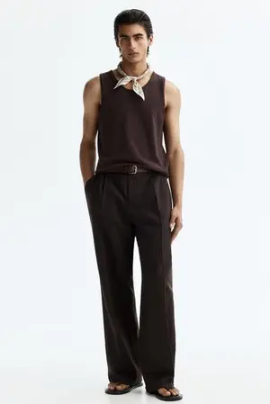 H&m Regular Fit Knitted Vest Top - Dark Brown