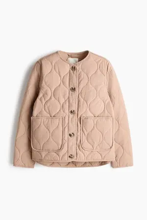 H&m Quilted Jacket With Grosgrain Binding - Beige
