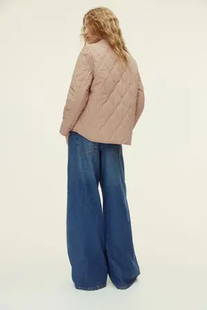 H&m Quilted Jacket With Grosgrain Binding - Beige