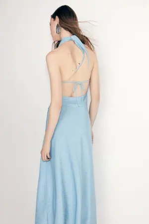 H&m Halterneck Glitter Maxi Dress