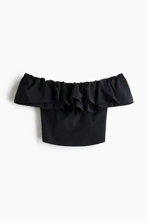 H&m Frill-trimmed Off-the-shoulder Top