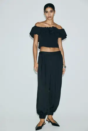 H&m Frill-trimmed Off-the-shoulder Top