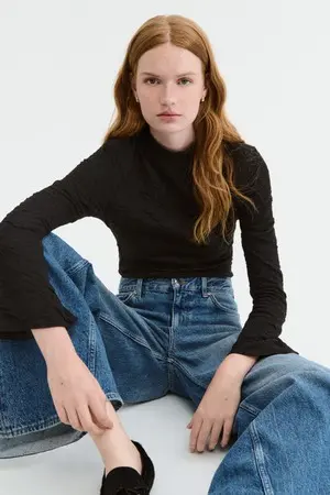 H&m Cut-out Jacquard Jersey Top