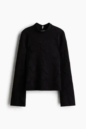 H&m Cut-out Jacquard Jersey Top