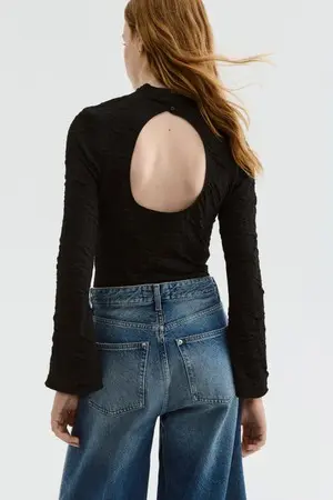 H&m Cut-out Jacquard Jersey Top